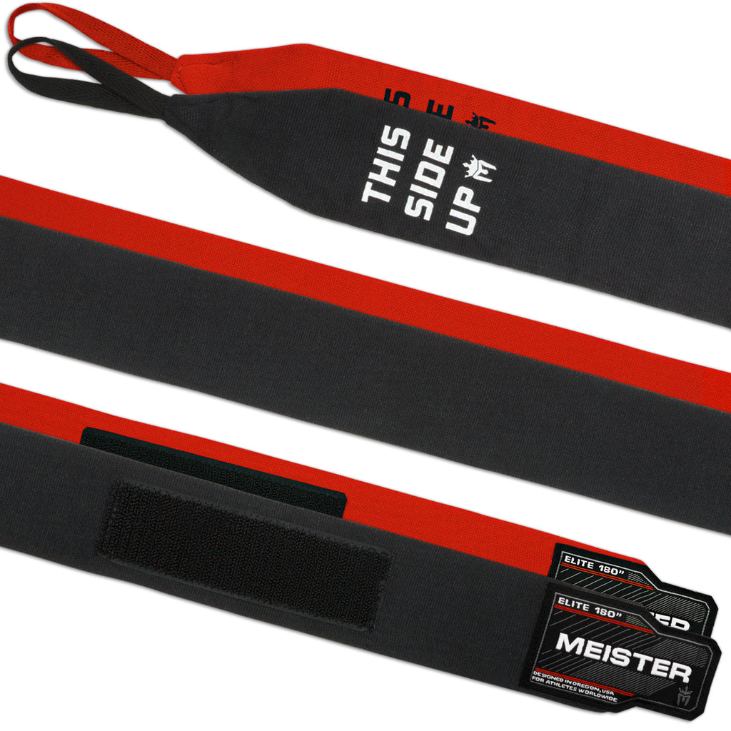 Meister ELITE 180" Elastic Hand Wraps - 2 Pack - Black / Red | Meister