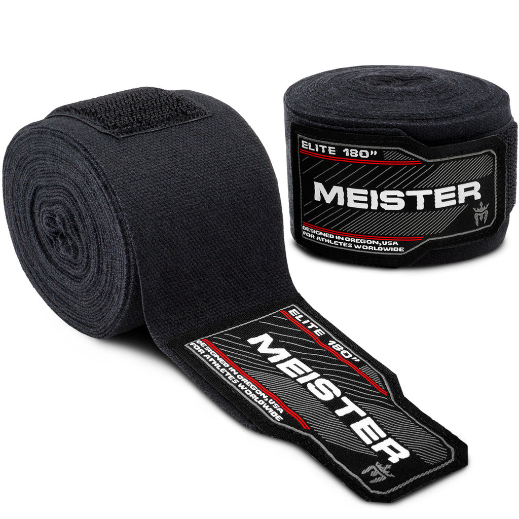 Meister ELITE 180" Elastic Hand Wraps - Black | Meister