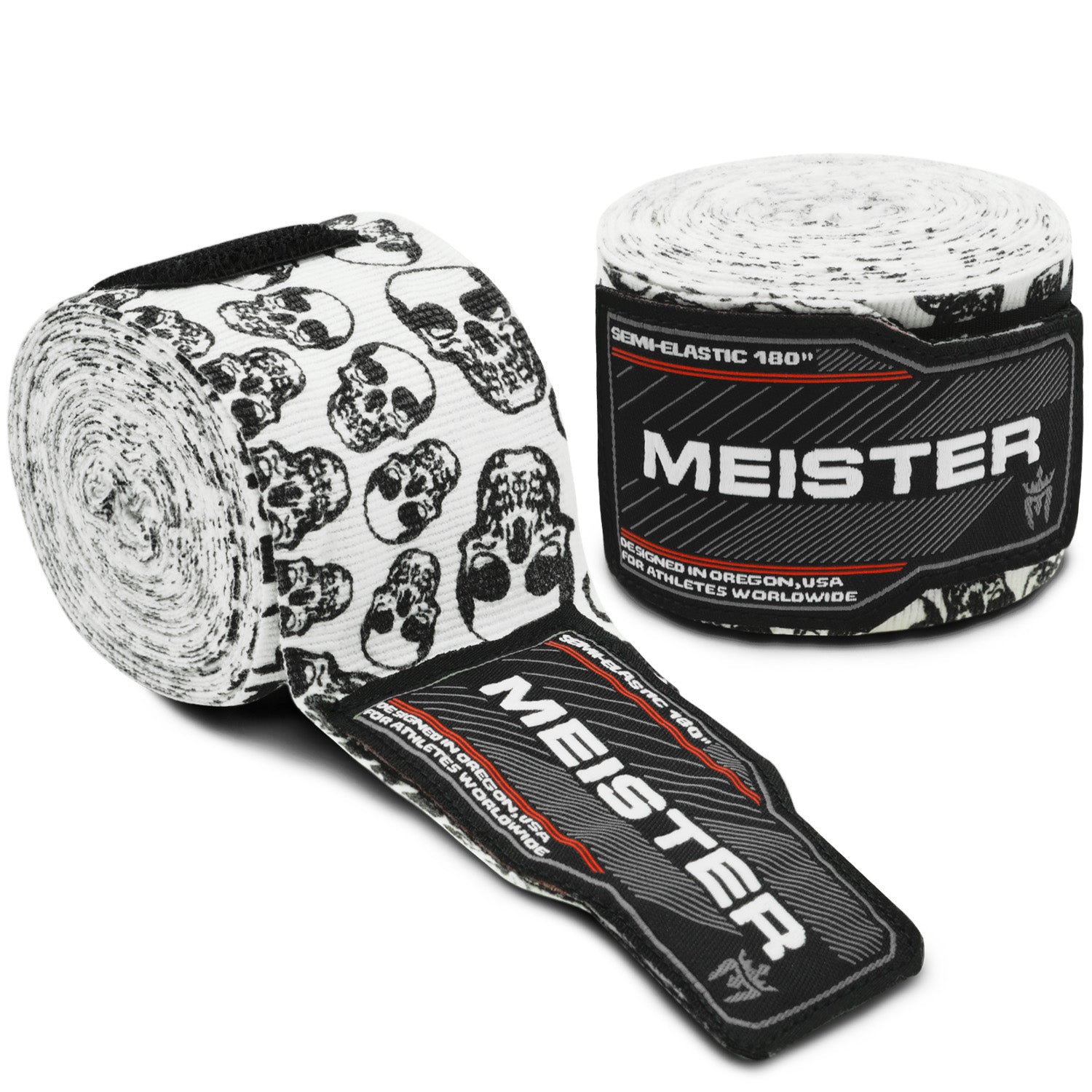 180" Semi-Elastic Hand Wraps (Pair) - Death Skulls | Meister