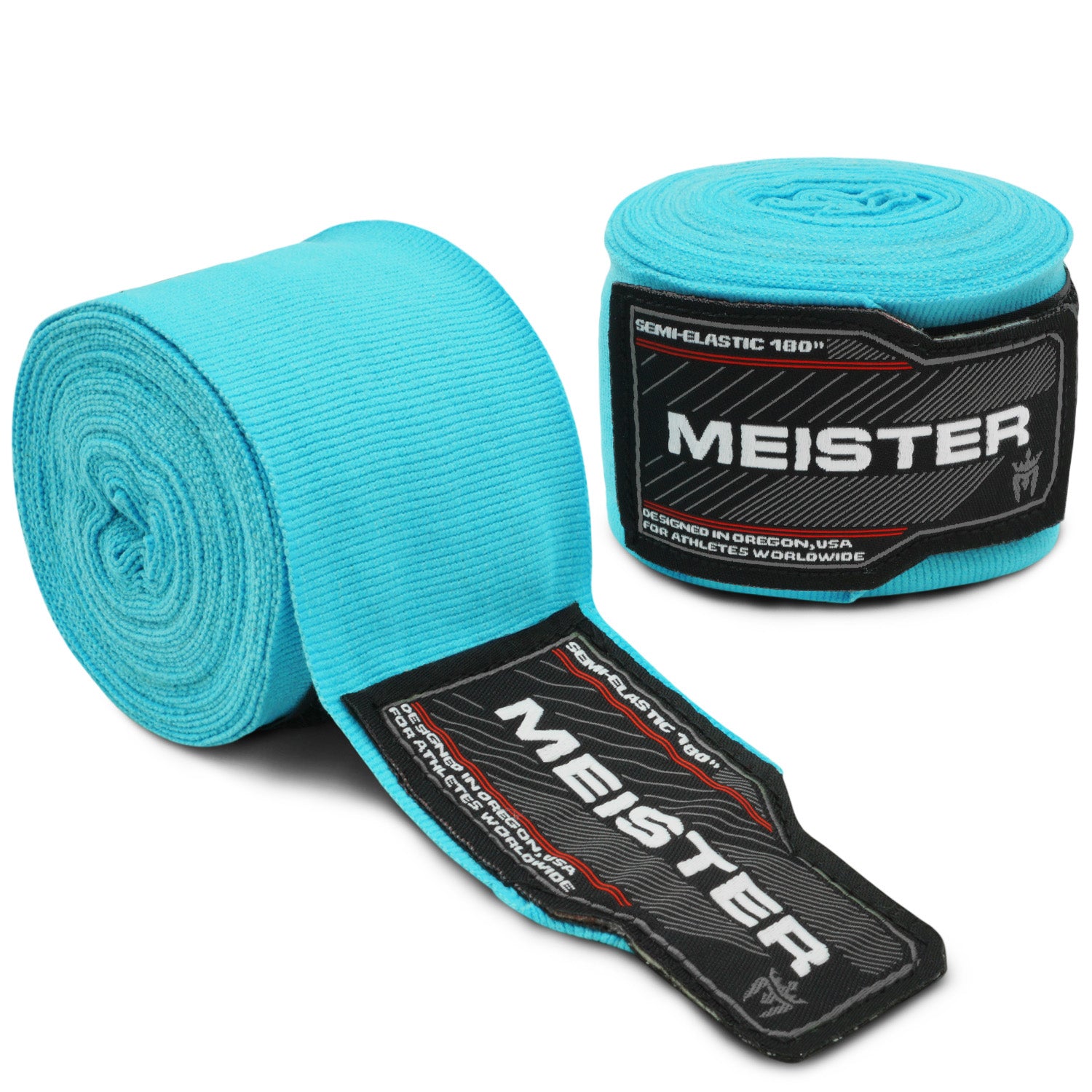 180" Semi-Elastic Hand Wraps for MMA & Boxing (Pair) - Turquoise | Meister