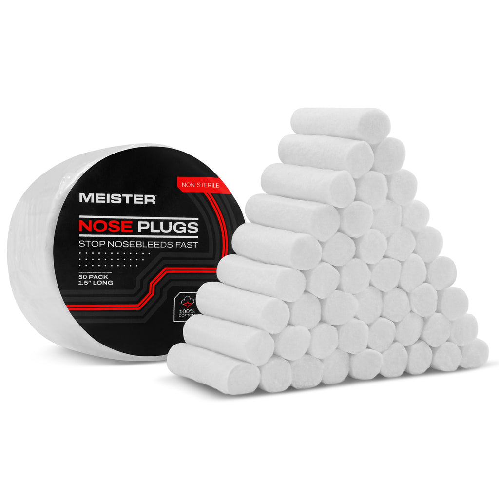 Meister Nose Plugs for Nosebleeds - 1.5" Cotton - 100 Pack | Meister