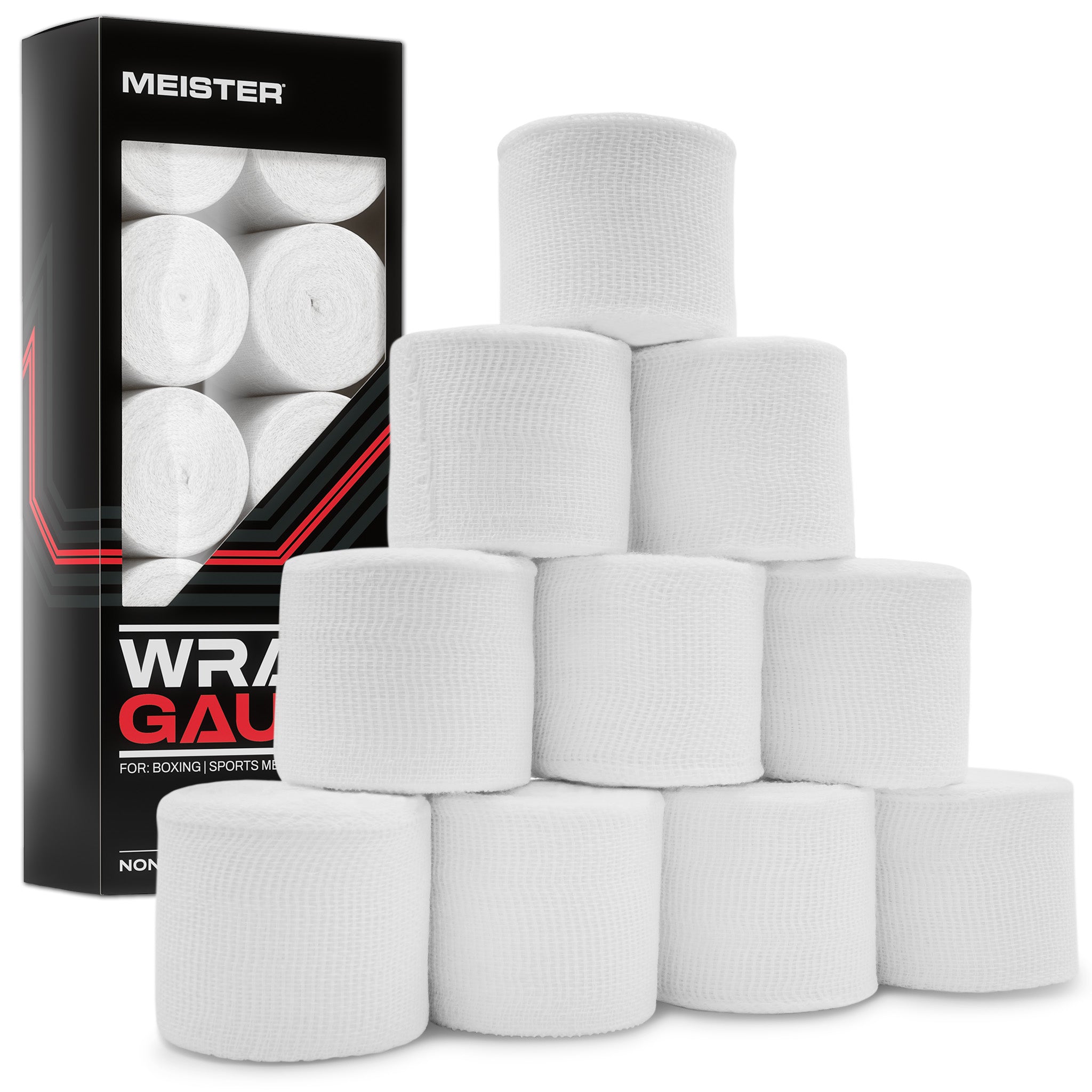 Meister Wrap Gauze Rolls - Triple-Woven 15yd x 2" - 10 Rolls | Meister