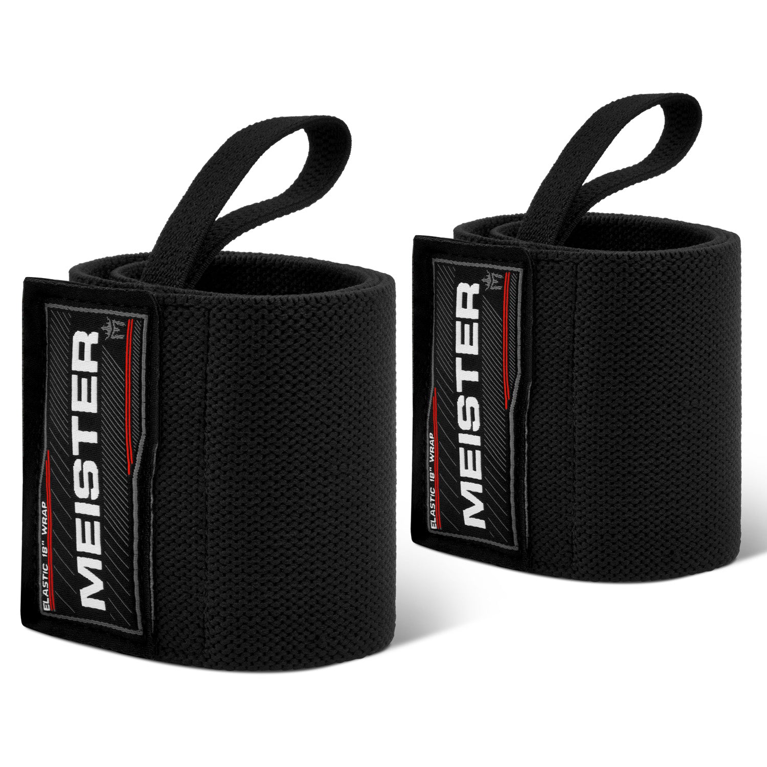 Meister 18" Elastic Weightlifting & Strongman Wrist Wraps - Black