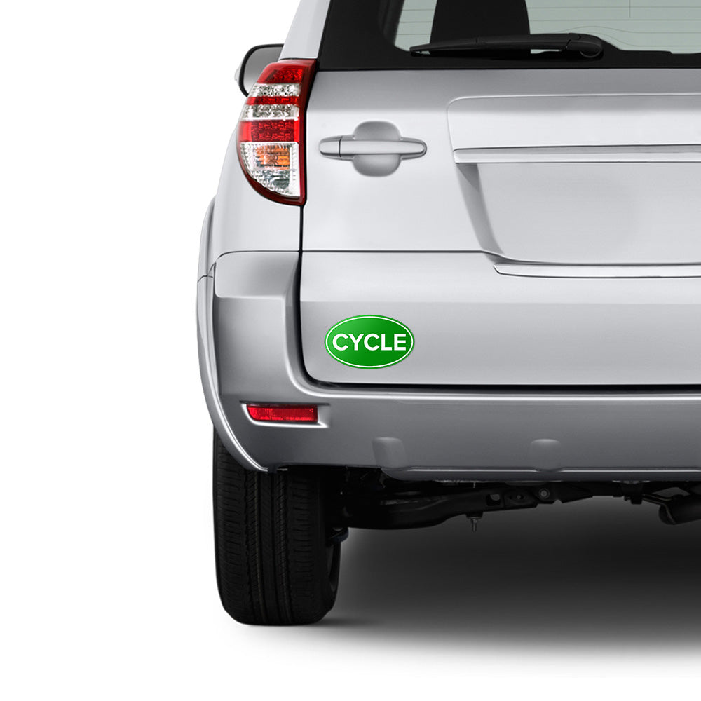 CYCLE ANTI-UV VINYL BUMPER STICKER Cycling Biking Sports Euro Oval Car ...